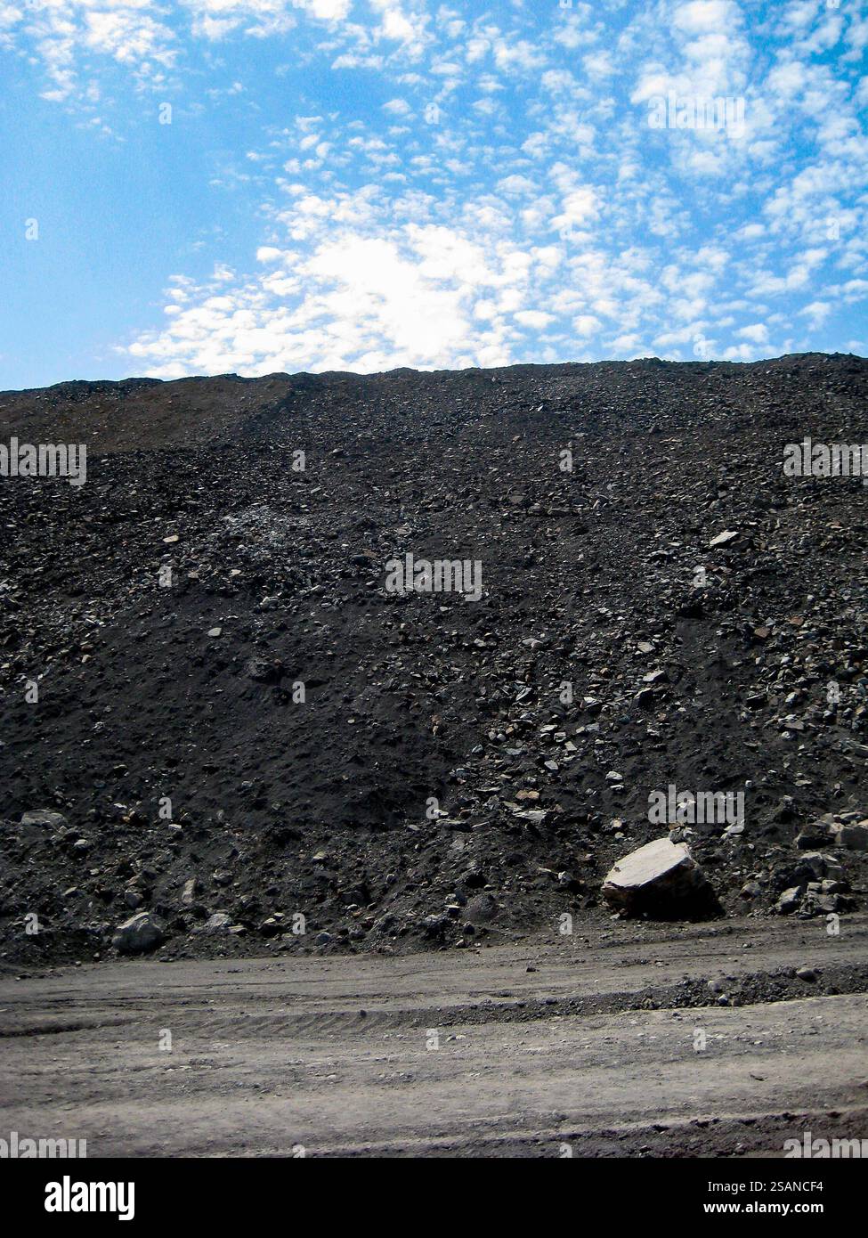Open-pit coal mining at the former Emma mine (now closed), Puertollano ...