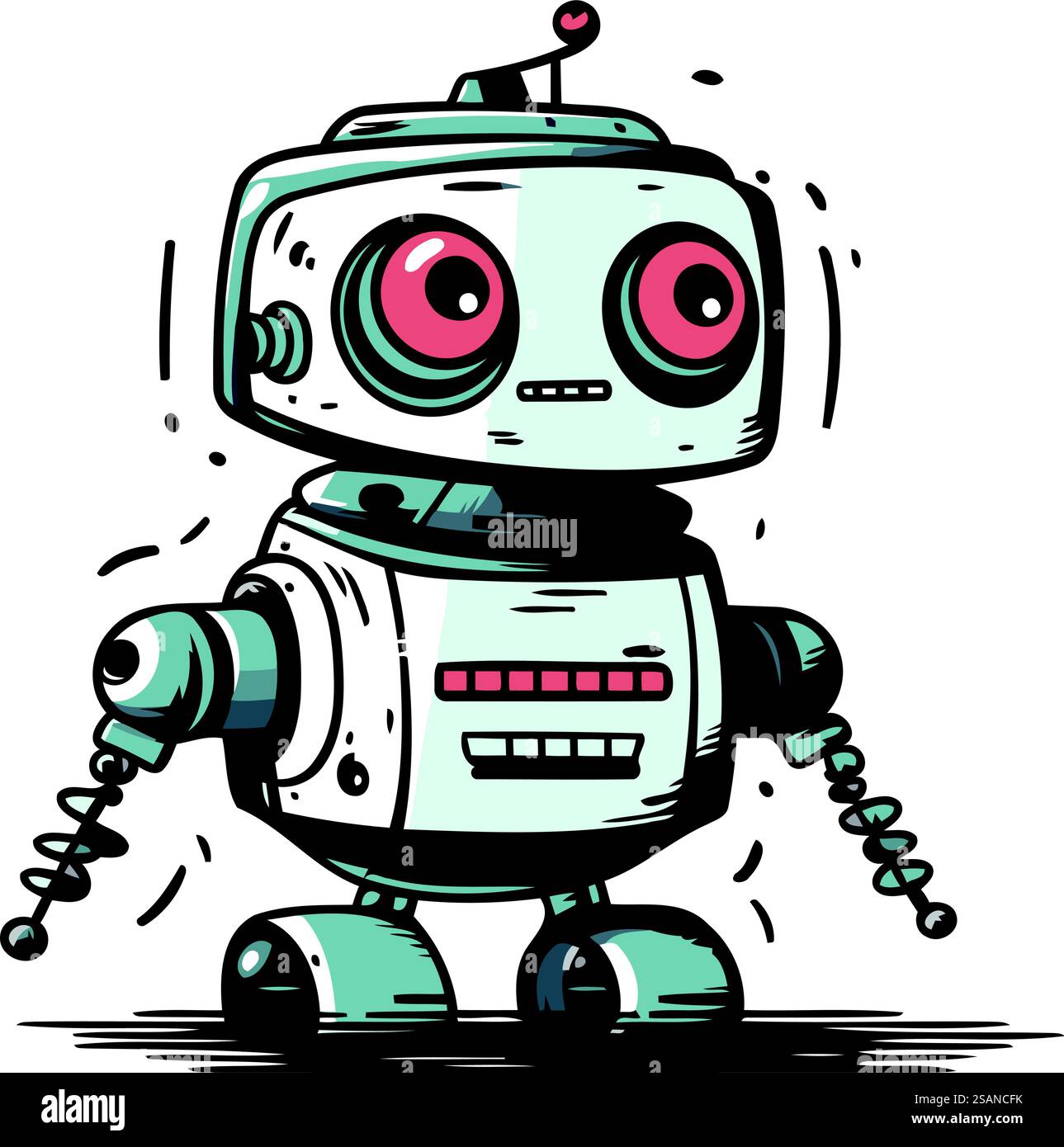 Cute robot. Vector illustration. Cartoon style. Isolated on white ...