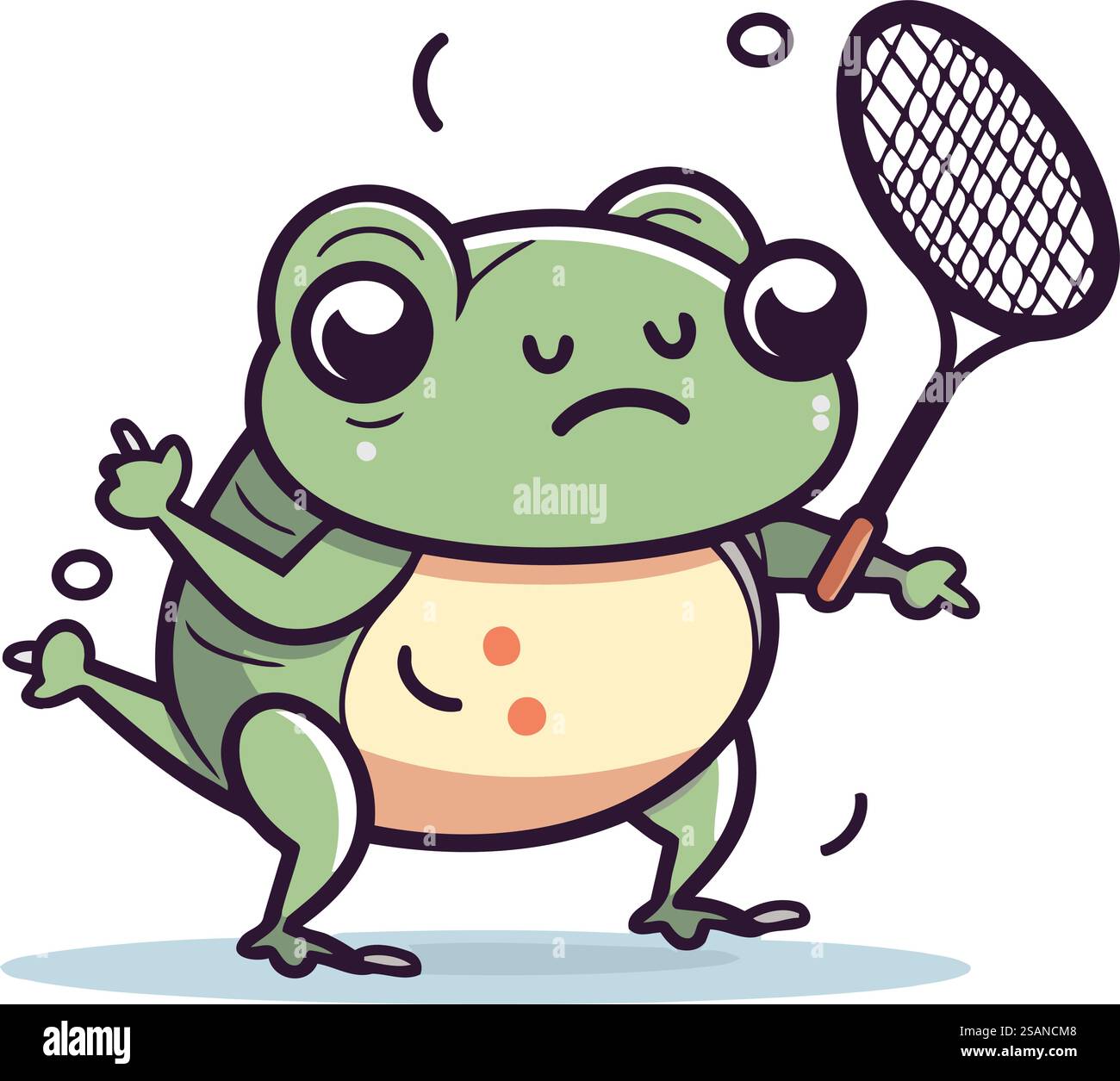 Frog with badminton racket and ball. Vector illustration Stock Vector ...