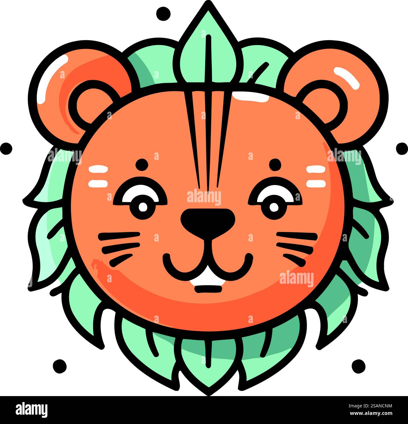 Cute cartoon lion head. Vector illustration in doodle style Stock ...