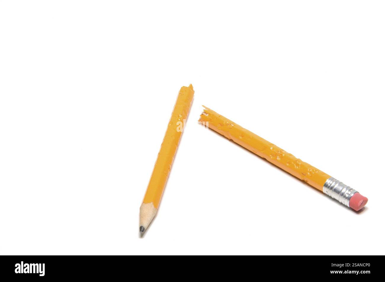 A broken and chewed pencil complete with teeth marks Stock Photo - Alamy