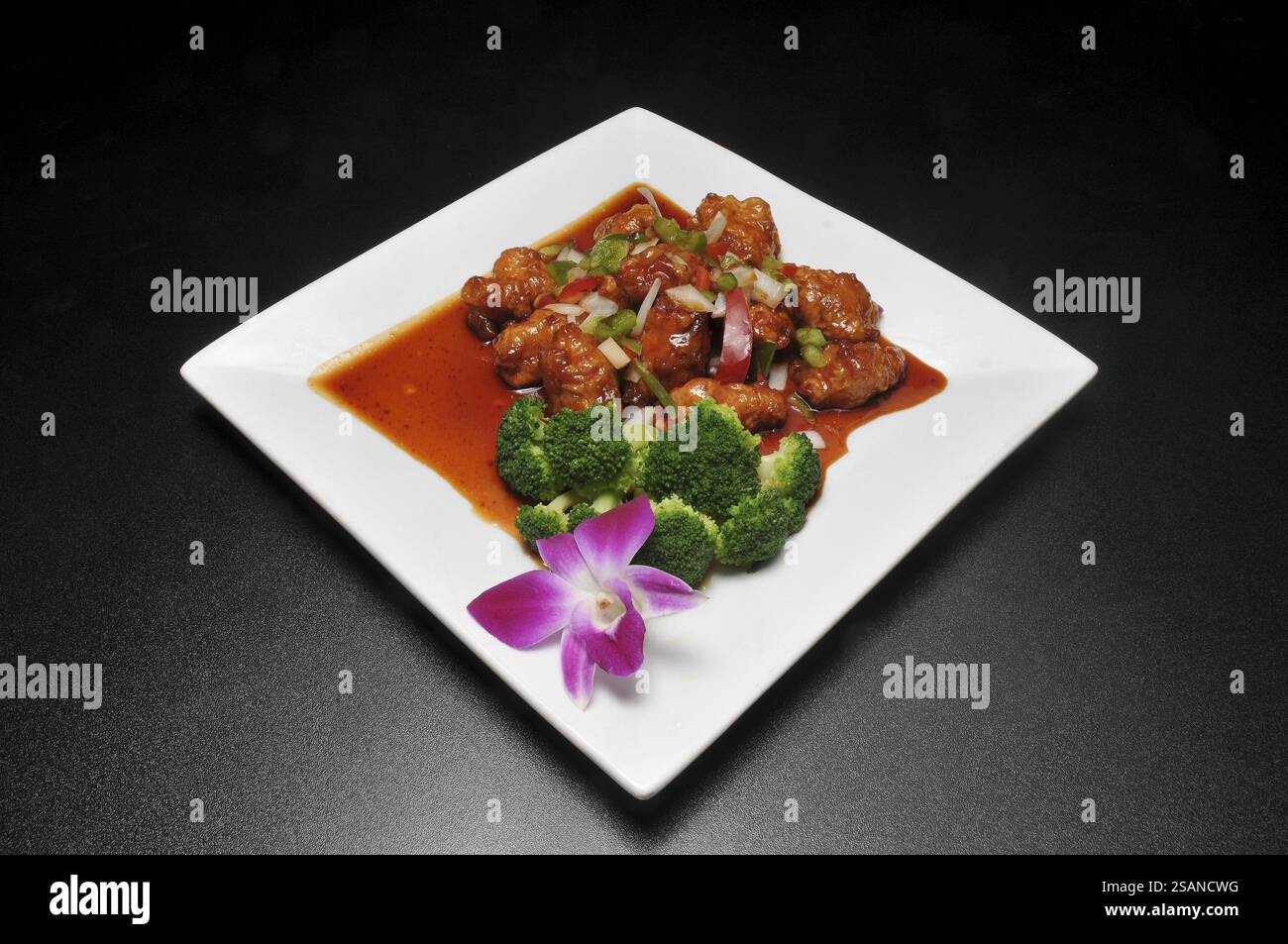 Traditional and authentic Chinese cuisine known as general tsu chicken ...