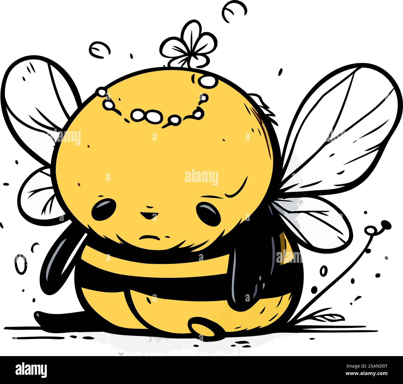 Cute cartoon bee with a crown on his head. Vector illustration Stock ...