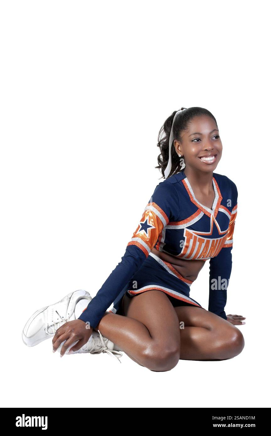 A young teenage black african American cheerleader Stock Photo - Alamy