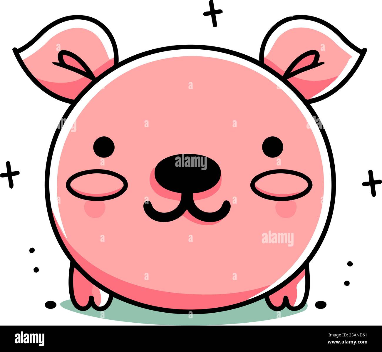 Cute Cartoon Pig Face Vector Illustration. Cute Pig Head Character ...