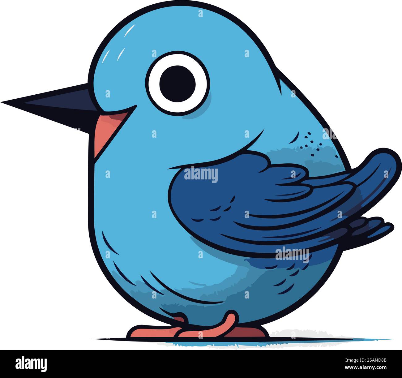 cute blue bird isolated on white background. cartoon vector ...