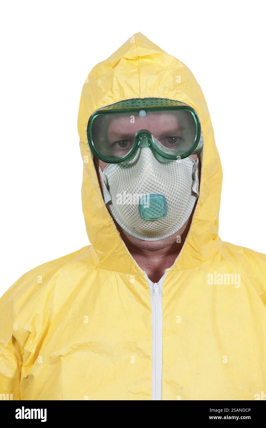 Man wearing a hazmat suit in the face of infectious disease Stock Photo ...