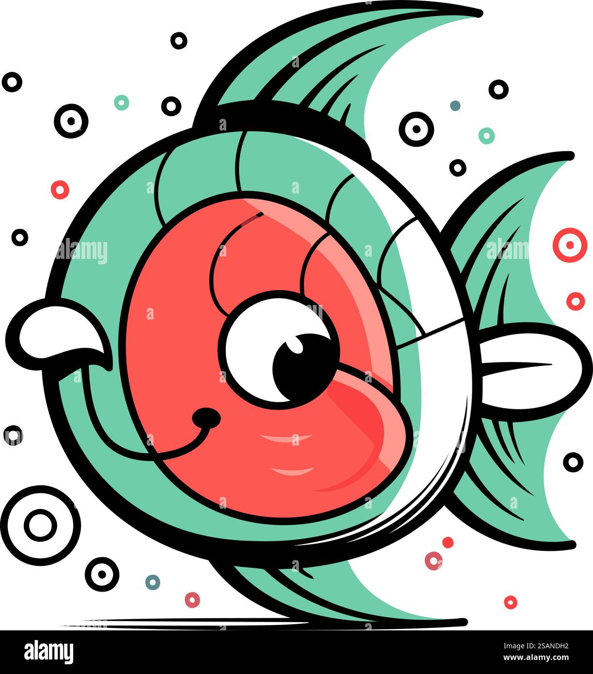 Cartoon fish character with eyes. Vector illustration on white ...