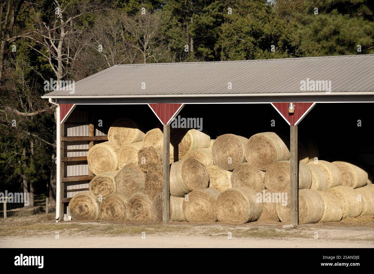A barn with bales of wheat hay Stock Photo - Alamy