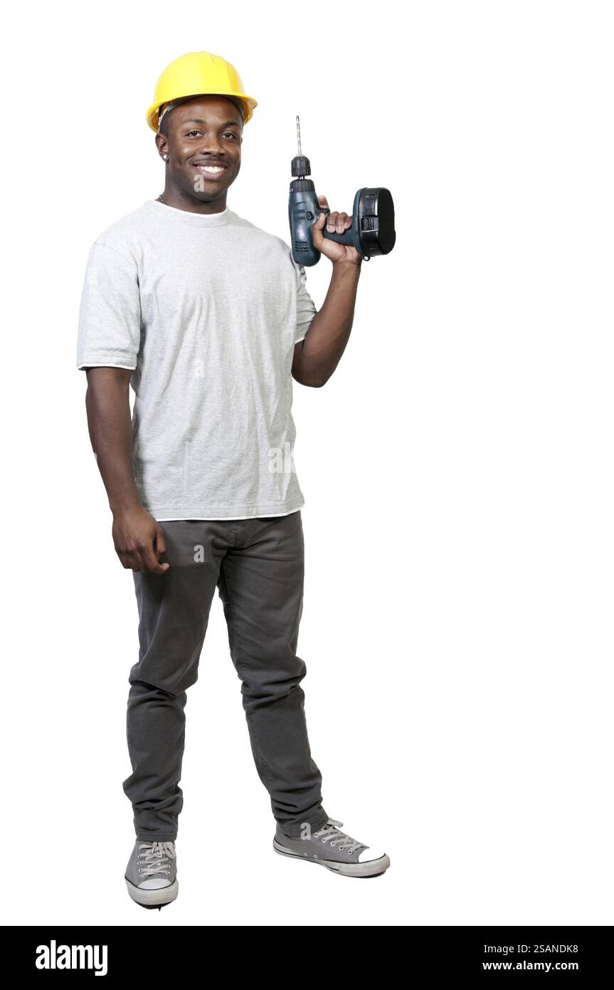 A black man African American construction worker a job site Stock Photo ...