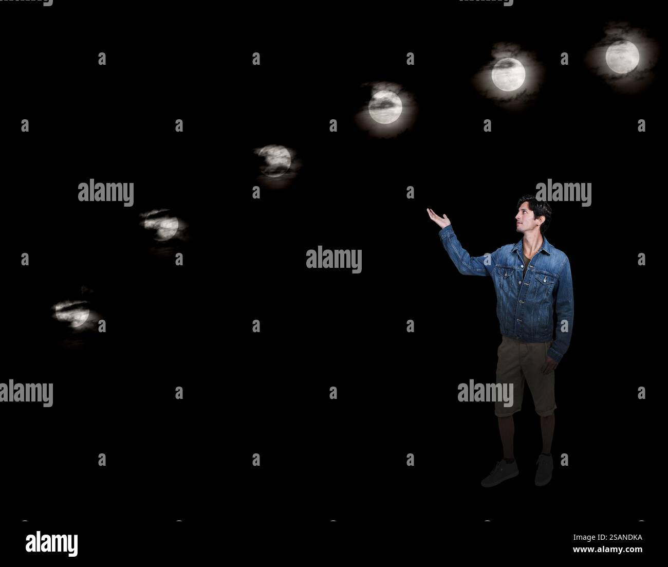 Man showing a series of full moons across the night sky Stock Photo - Alamy