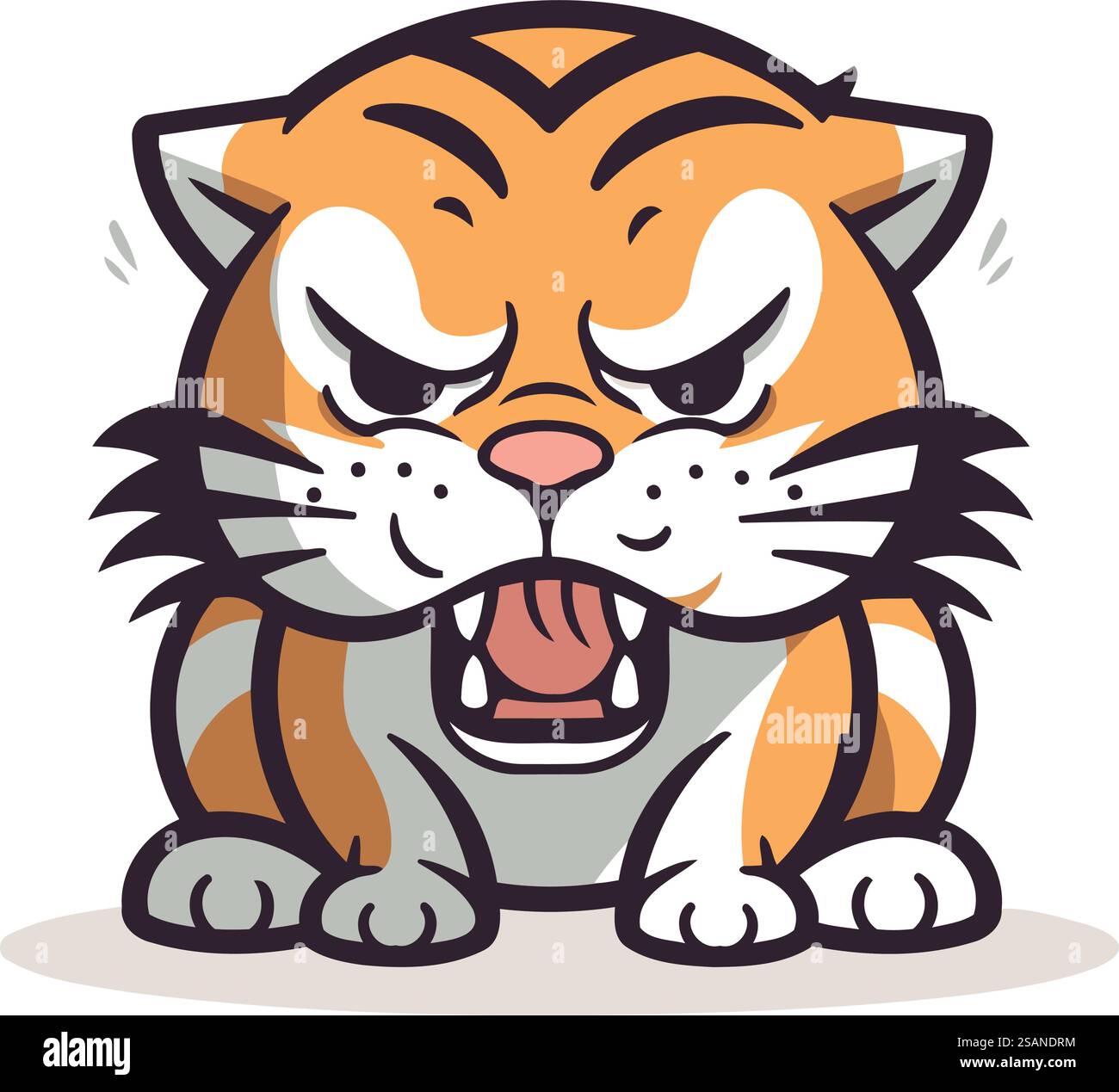 Angry Tiger Face Cartoon Vector Icon Illustration Stock Vector Image ...