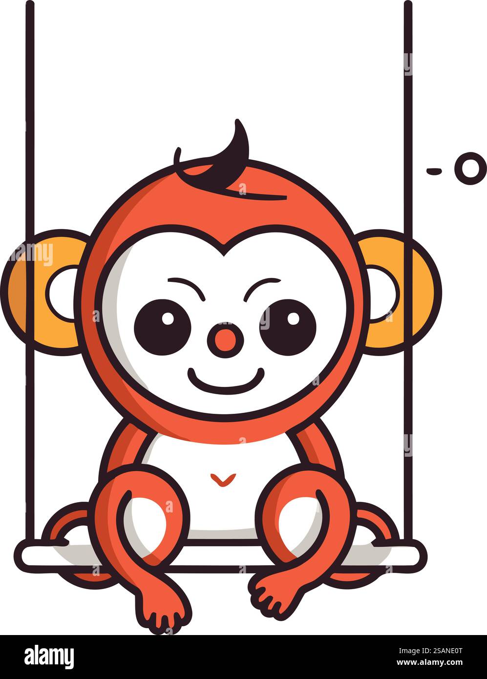 Cute monkey sitting on swing. Vector illustration in cartoon style ...