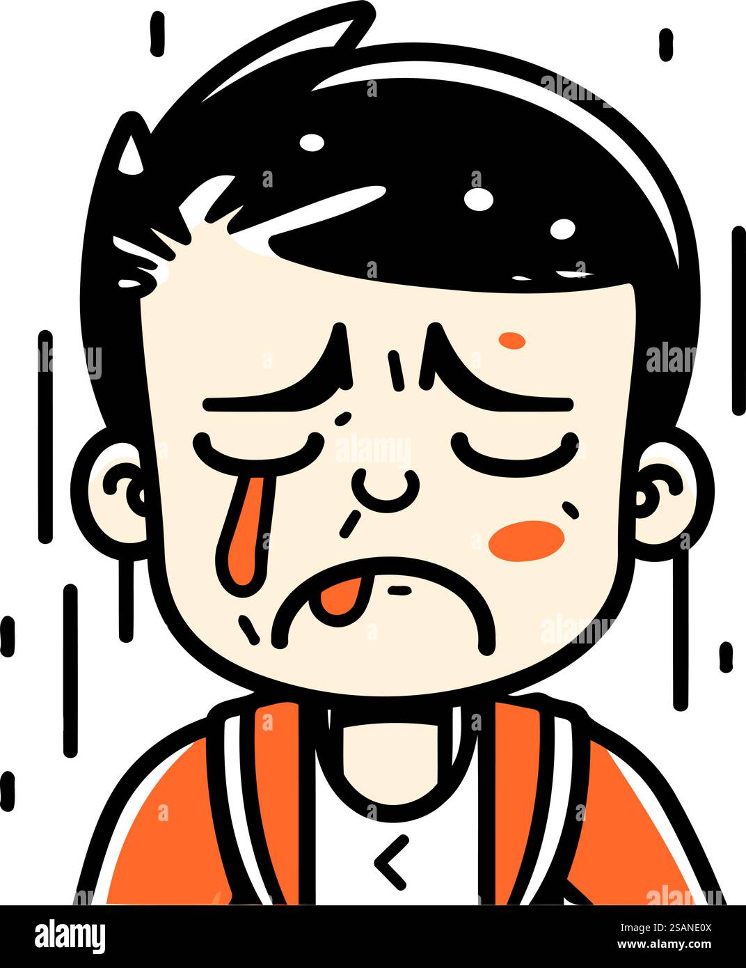 sad man crying in the rain. vector illustration in line style Stock ...