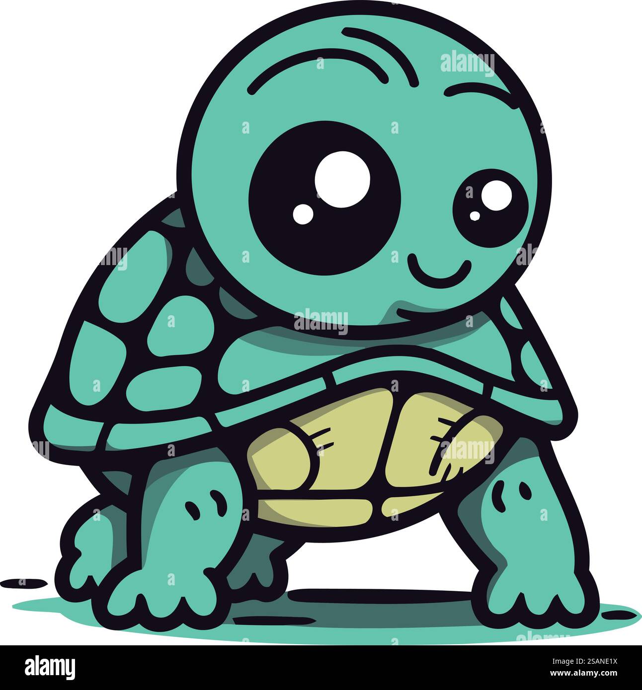Cute cartoon turtle. Vector illustration of a cute little turtle Stock ...