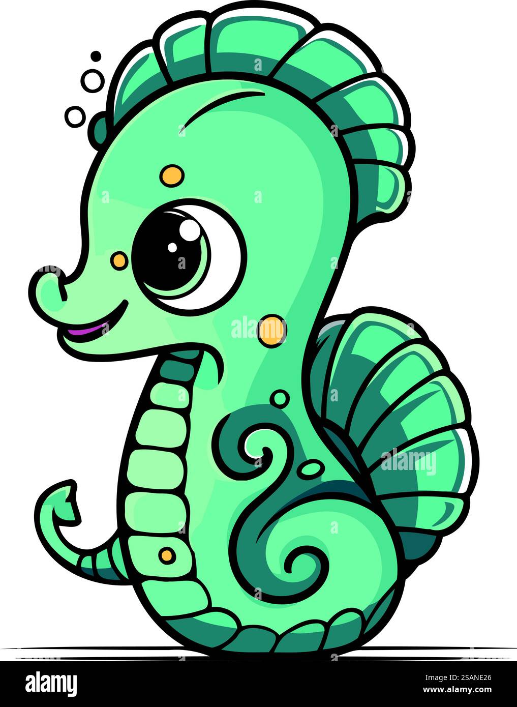 Cute cartoon sea horse. Vector illustration isolated on white ...