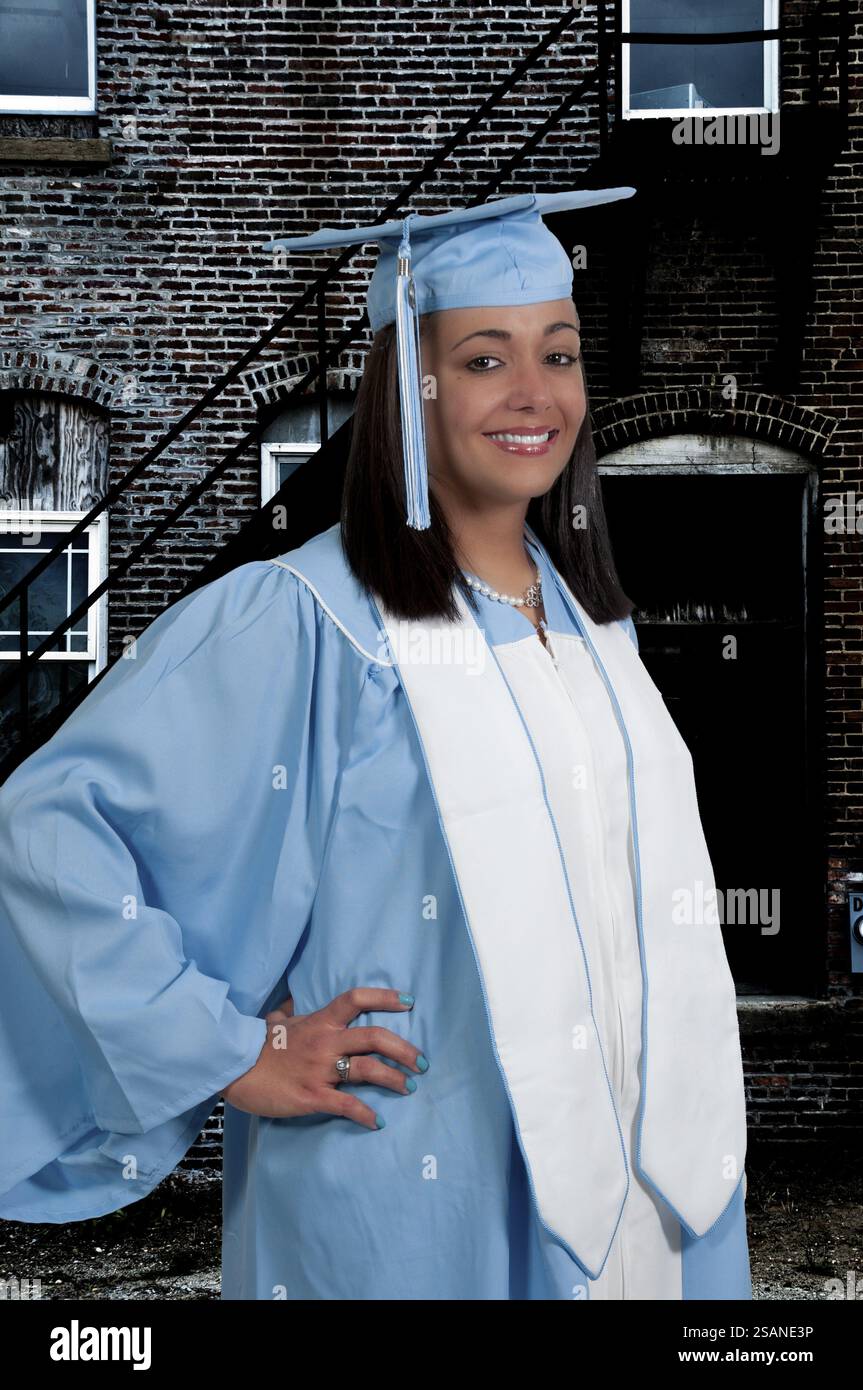 Young black african American woman in her graduation robes Stock Photo ...