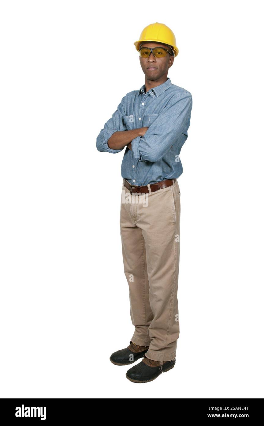 A black African American man Construction Worker on a job site Stock ...