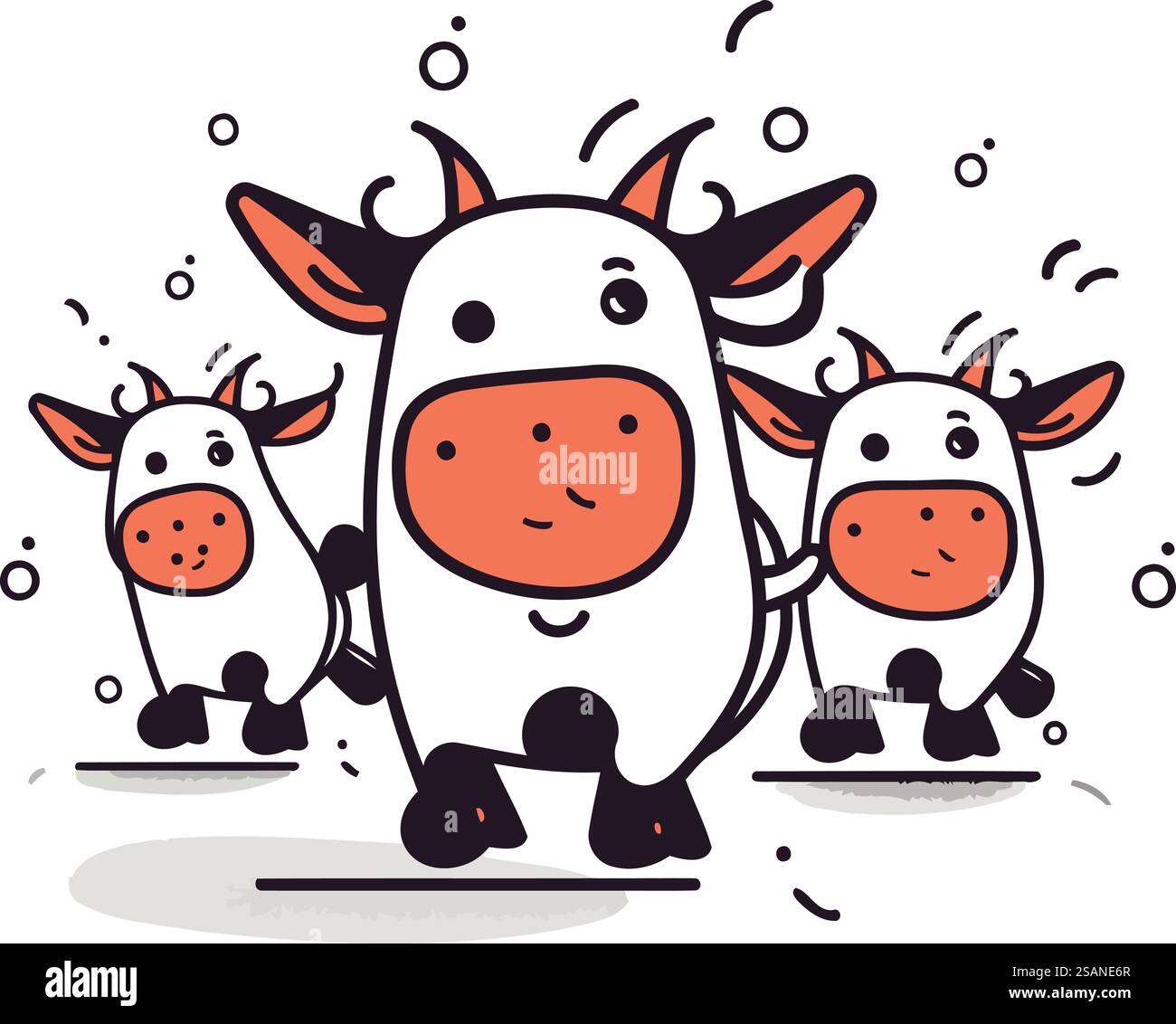 Cartoon cow family. Vector illustration. Cute farm animals Stock Vector ...