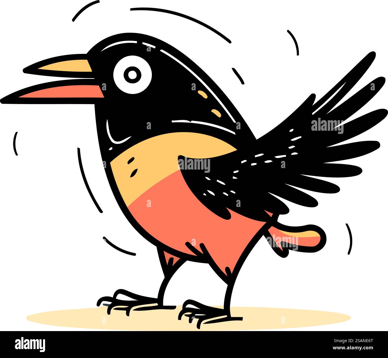Cute little bird with big eyes. Vector illustration in cartoon style ...