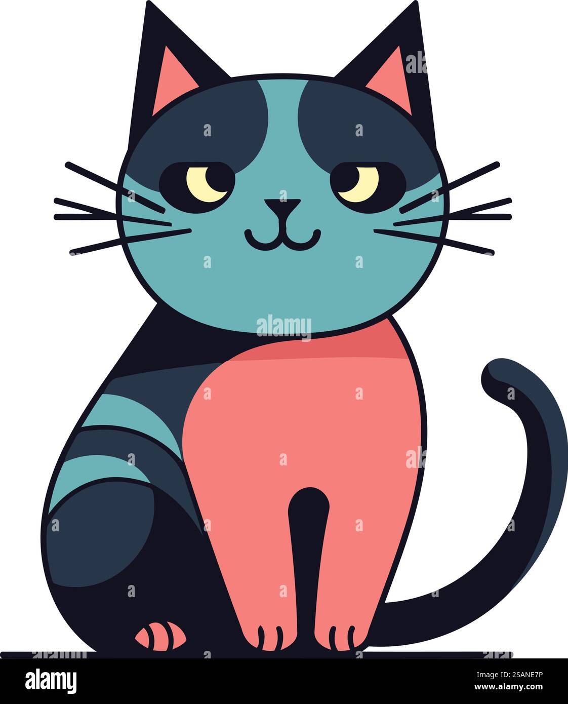 Cute cartoon cat. Colorful vector illustration in flat style Stock ...