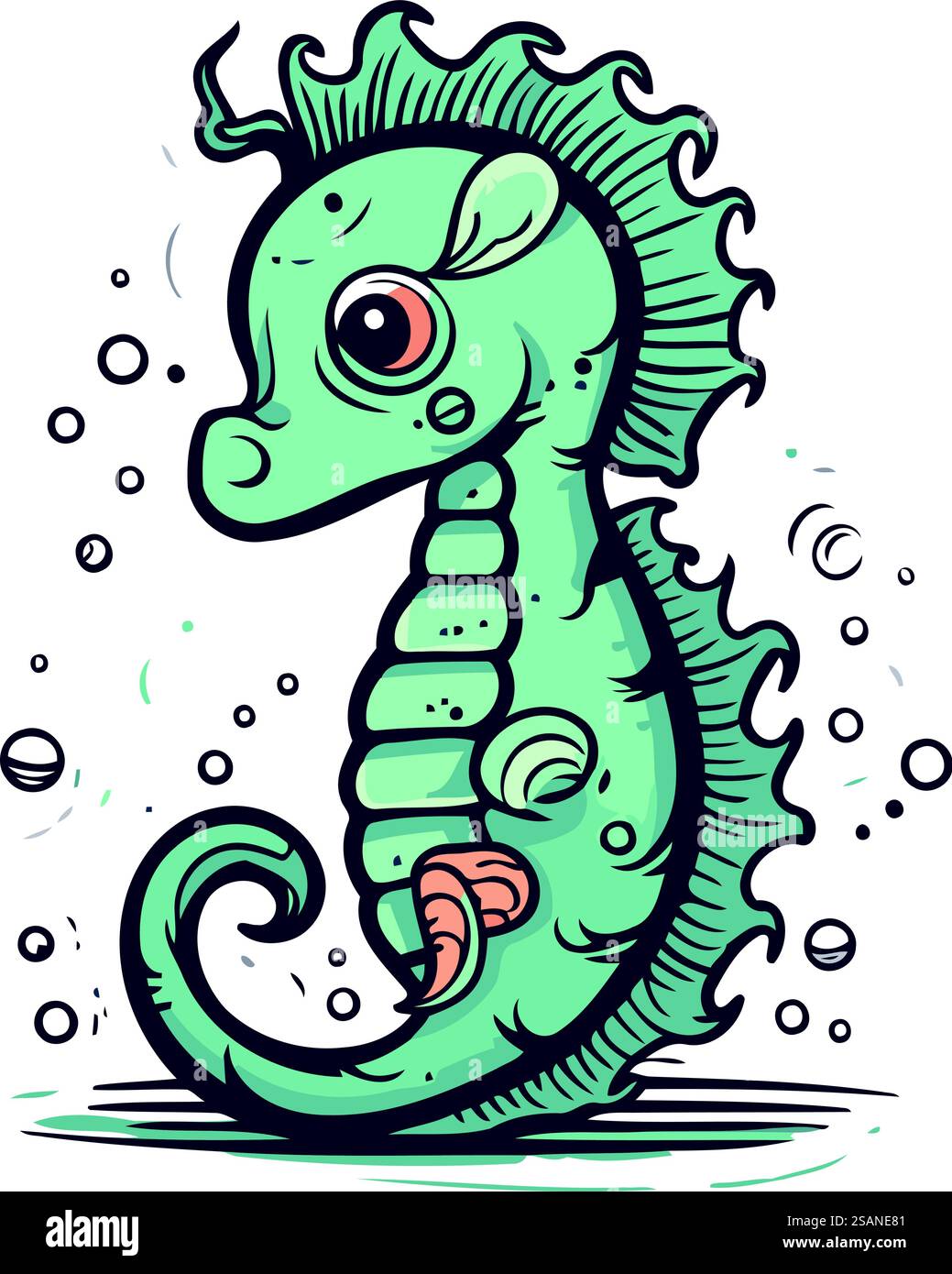 Cartoon sea horse. Vector illustration isolated on a white background ...