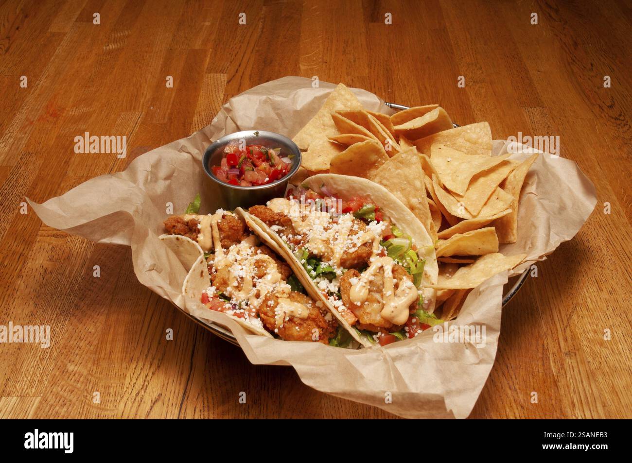 Authentic tex mex mexican cuisine known as a shrimp taco Stock Photo ...