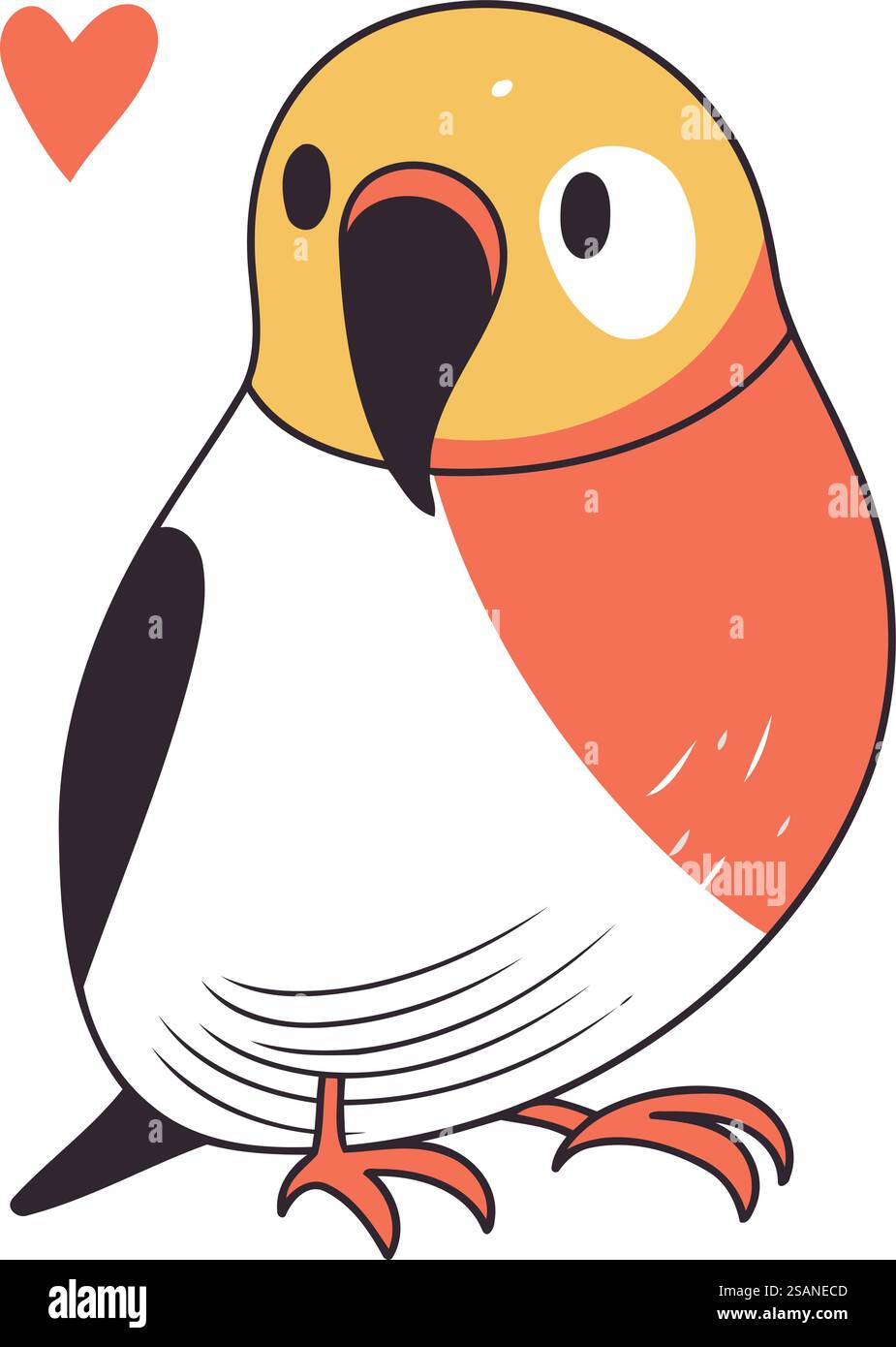 Cute parrot with heart. Vector illustration in cartoon style Stock ...