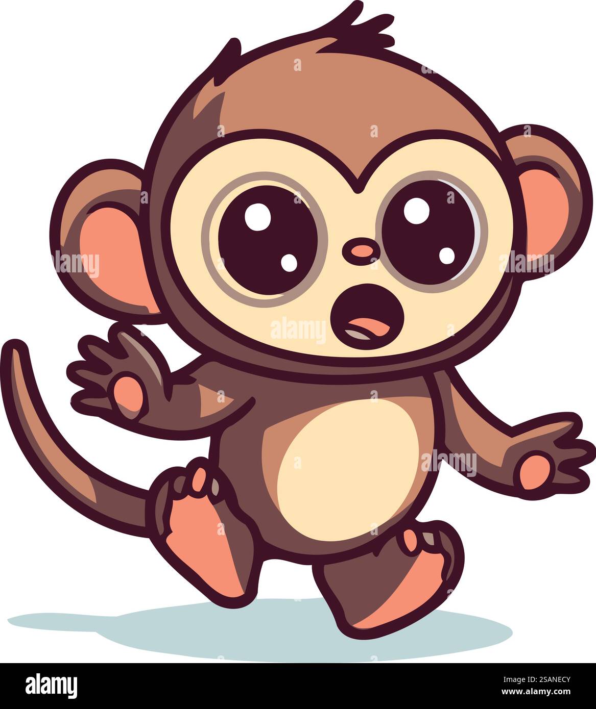 Cute little monkey running cartoon vector illustration. Funny animal ...