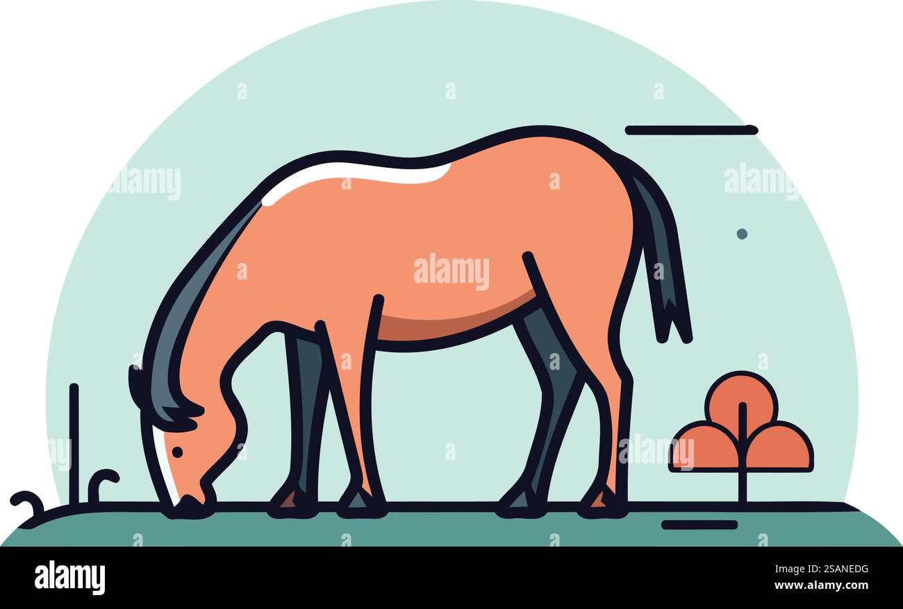 Horse vector illustration in flat style. Horse farm animal concept ...