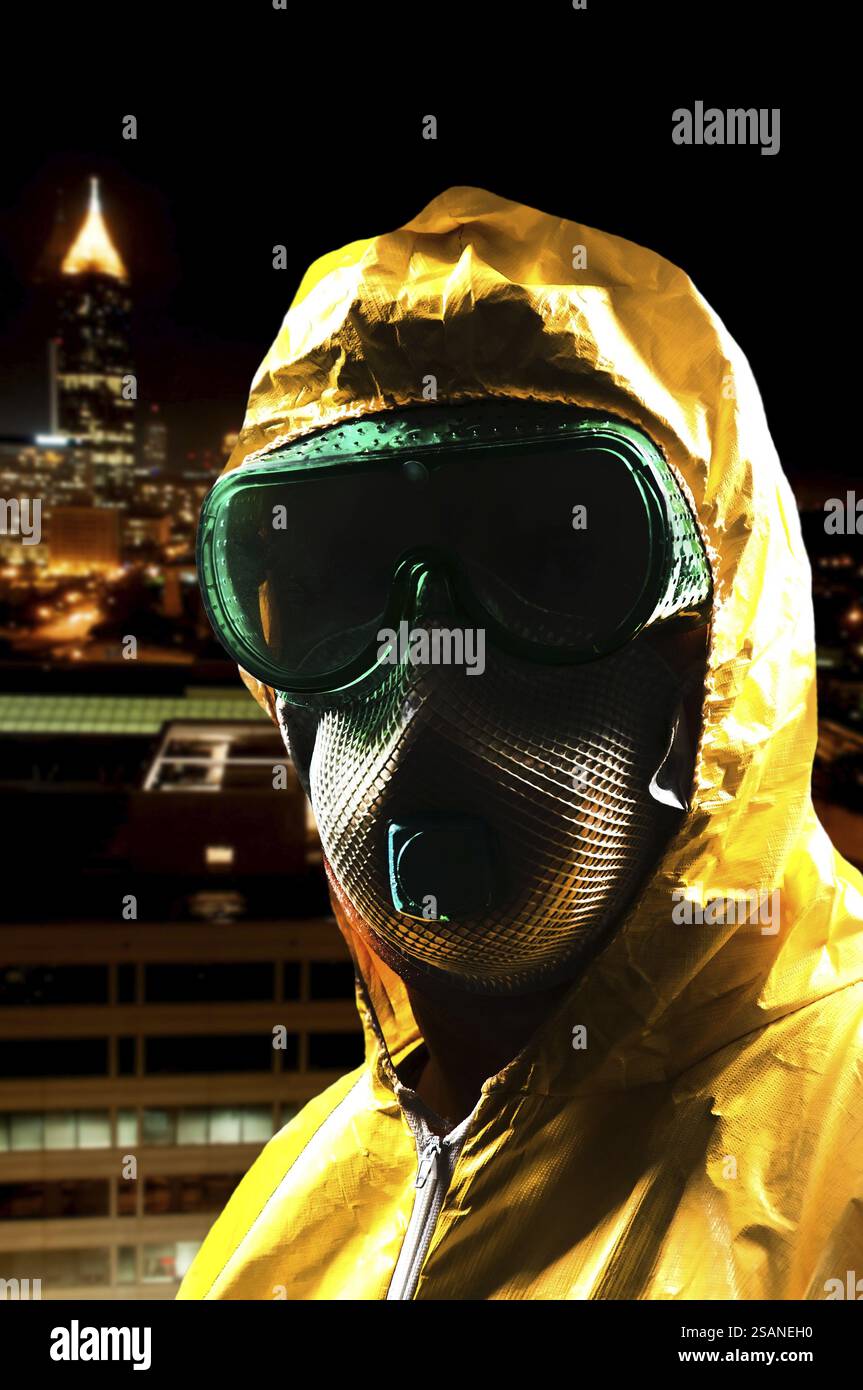Man wearing a hazmat suit in the face of infectious disease Stock Photo ...