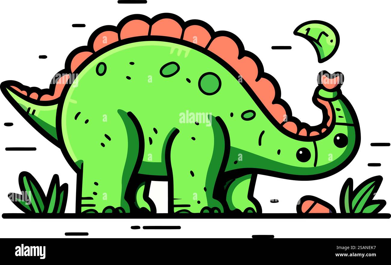 Cute dinosaur doodle. Vector illustration in cartoon style Stock Vector ...