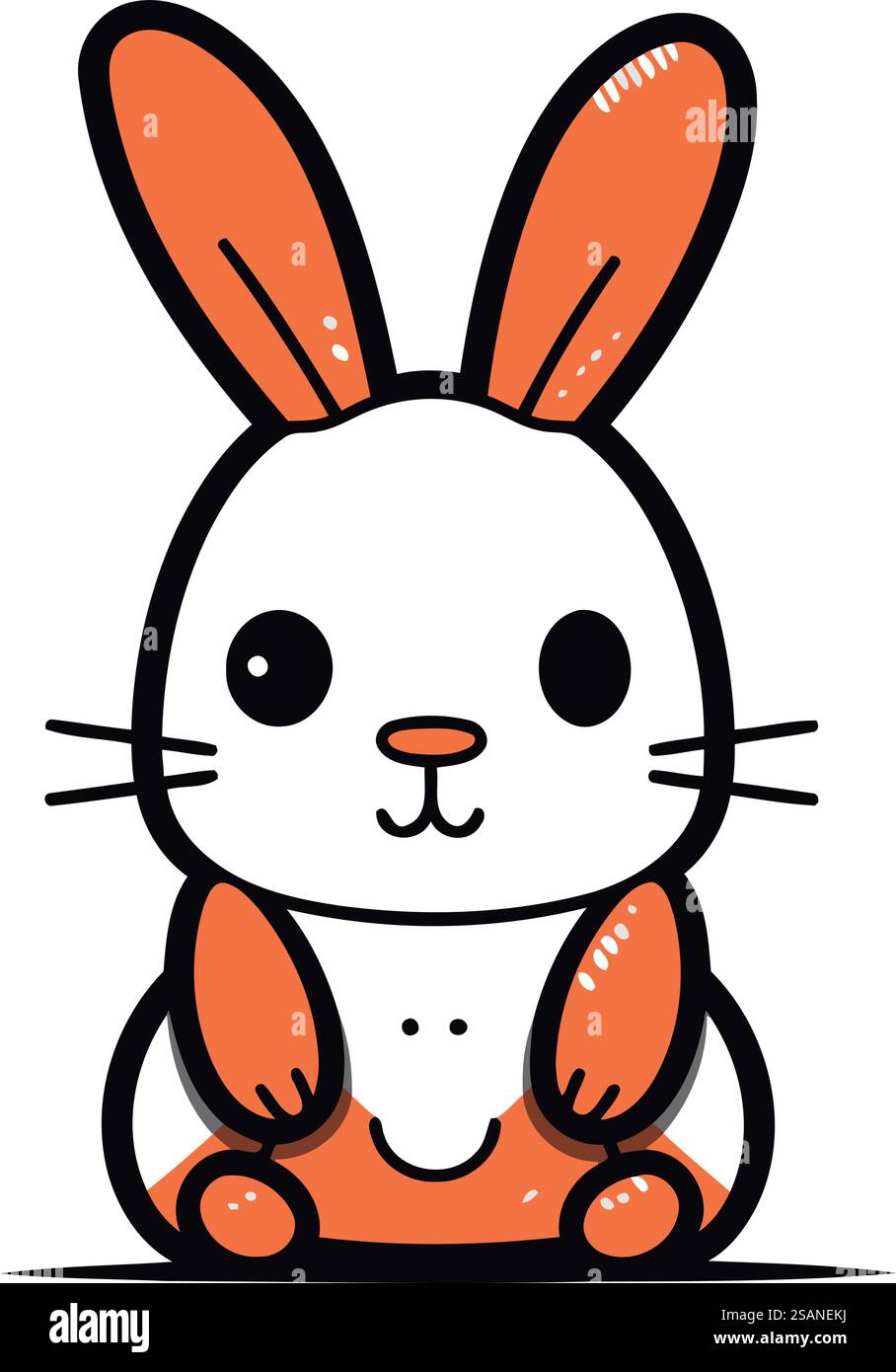 Cute cartoon bunny on white background. Vector illustration of cute ...