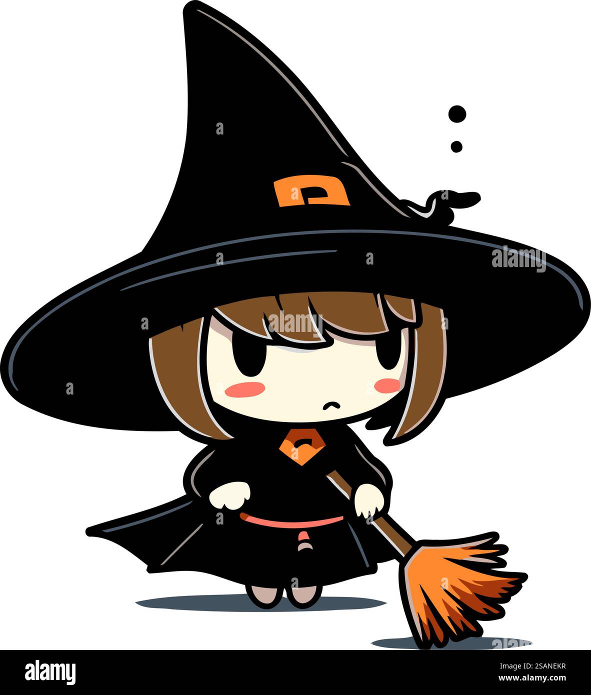 Illustration of a Cute Witch Girl with a Broomstick Stock Vector Image ...