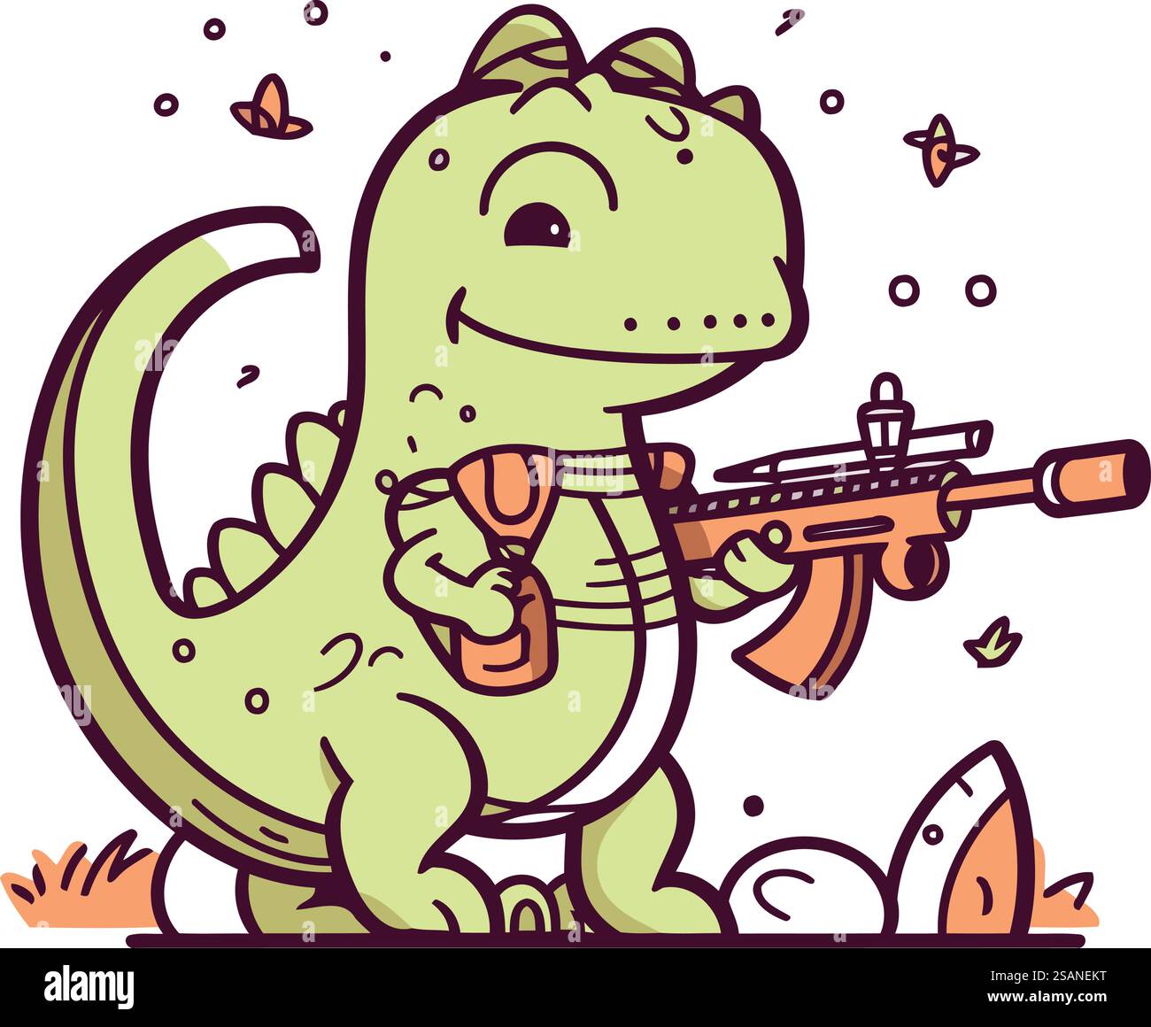 Cute crocodile with a gun. Vector illustration in cartoon style Stock ...