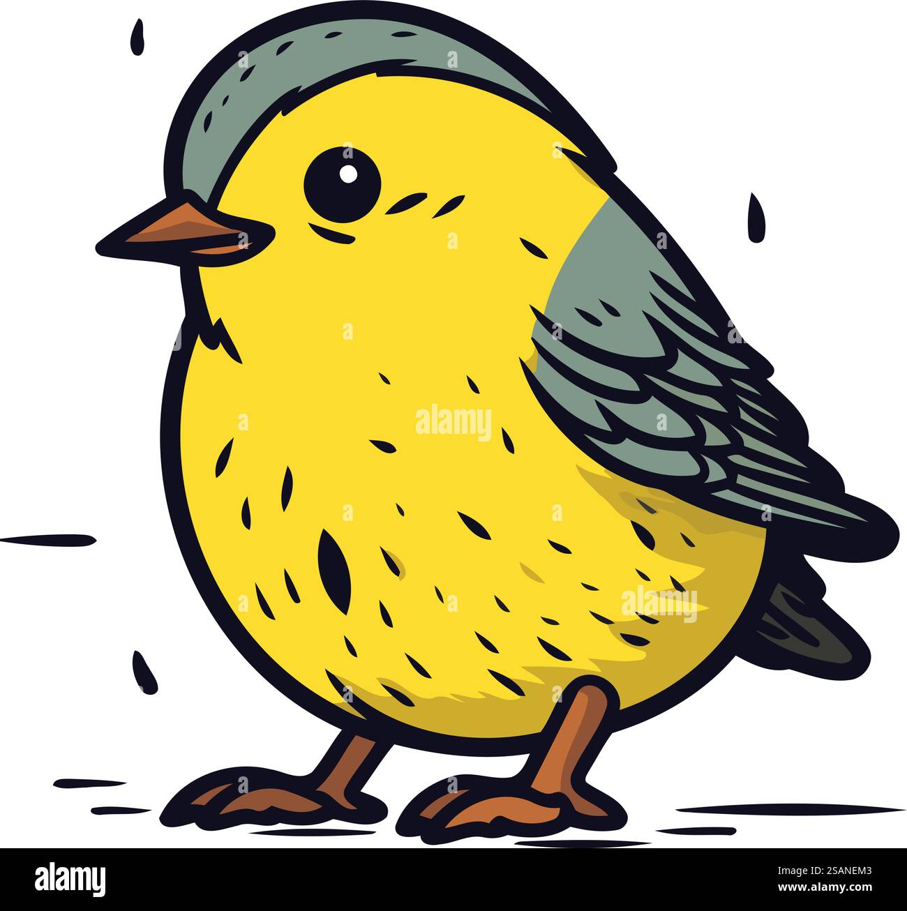 Vector illustration of a cute little bird. Hand drawn cartoon style ...