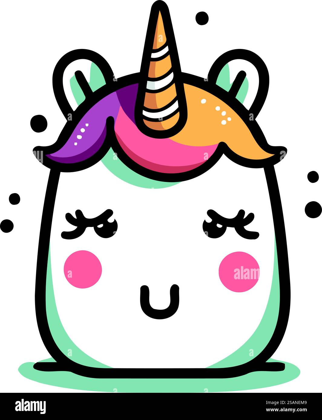 Cute cartoon unicorn with horn. Vector illustration isolated on white ...