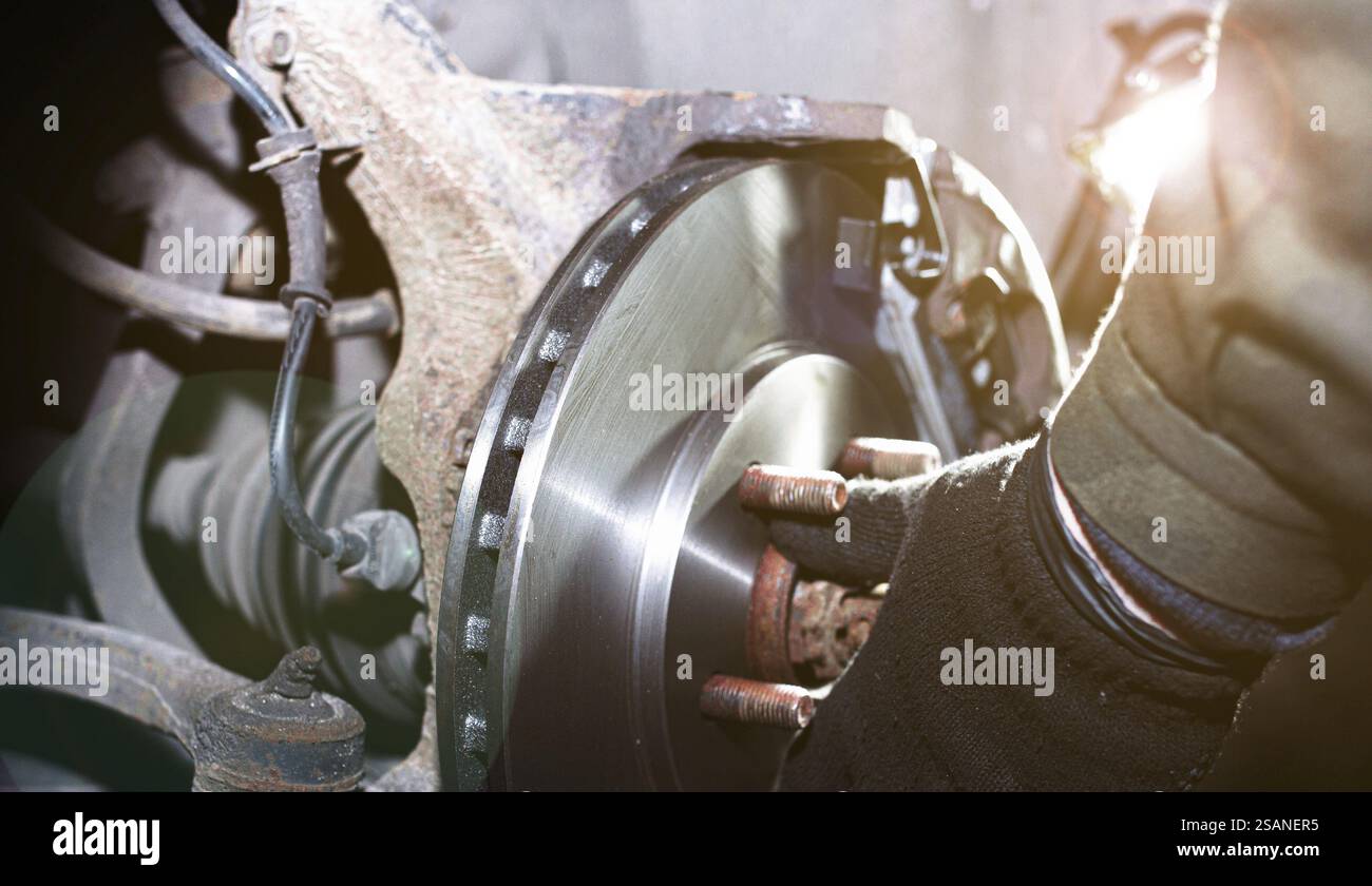 Close-up of brake component repair under visible light Stock Photo - Alamy
