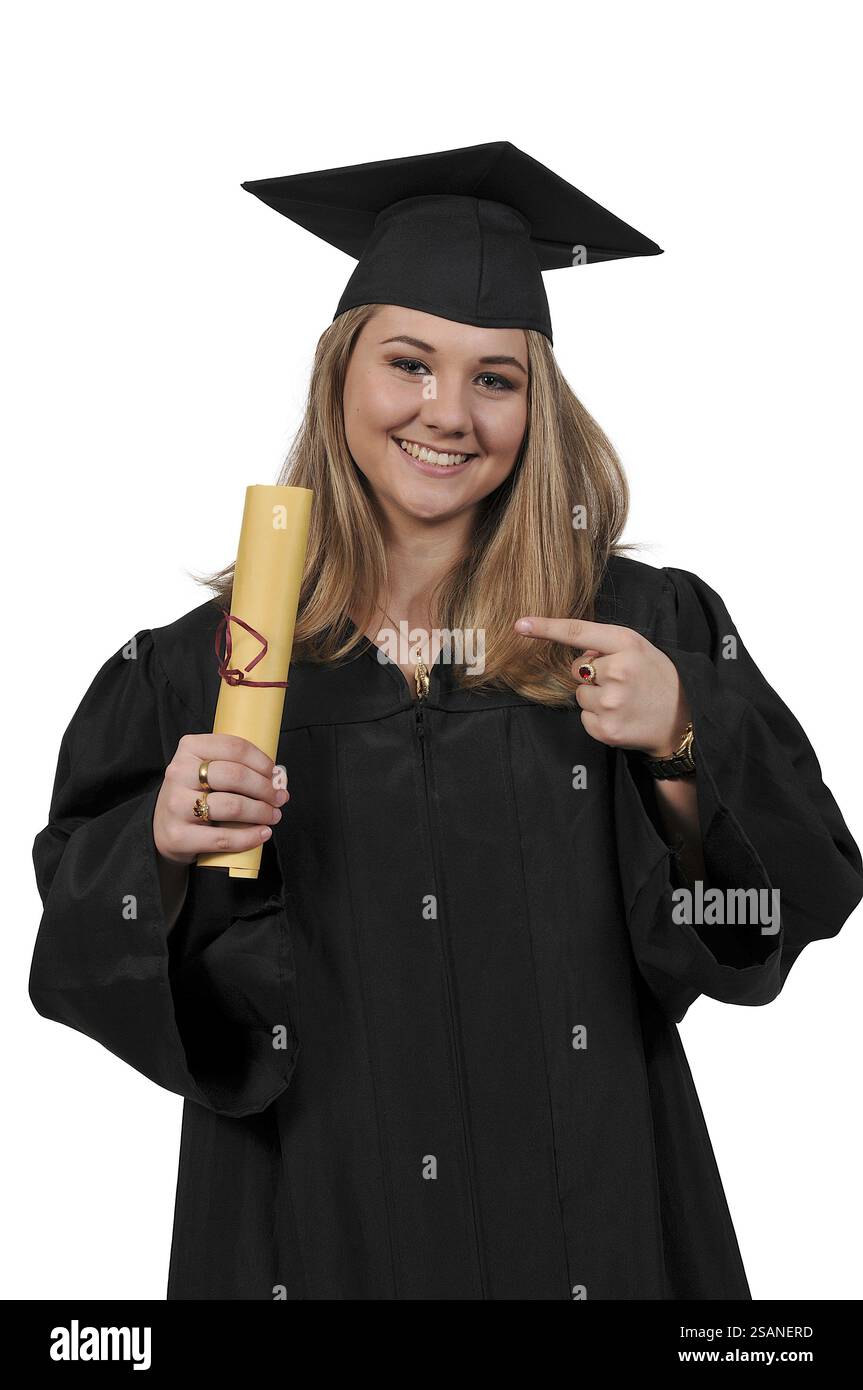 Young woman in her graduation robes Stock Photo - Alamy