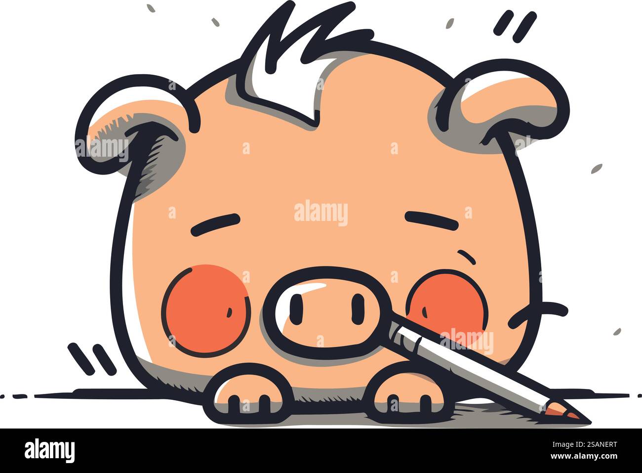 Cute little pig drawing with a pencil. Vector cartoon illustration ...