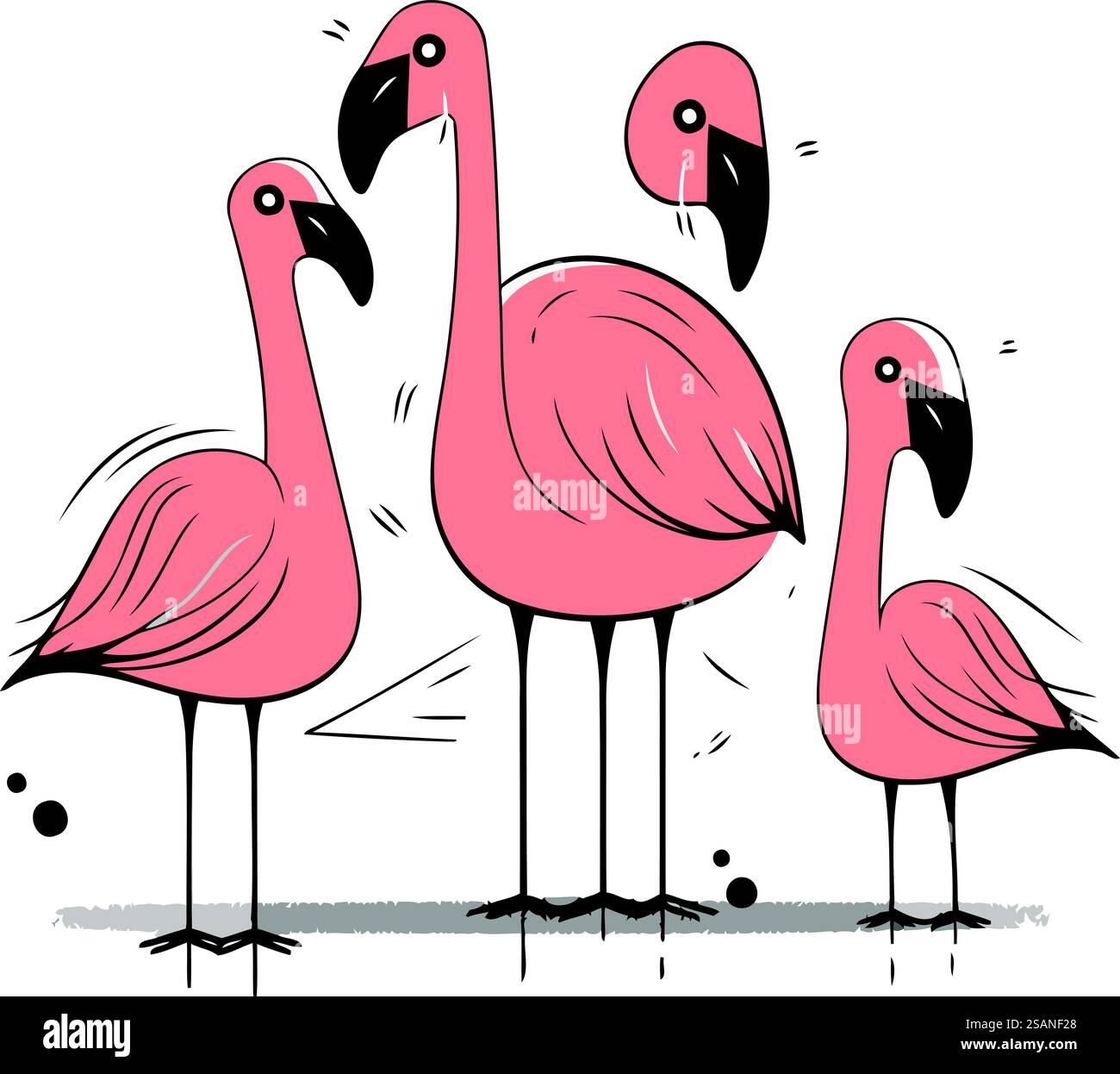 Flamingo. Hand drawn vector illustration isolated on white background ...