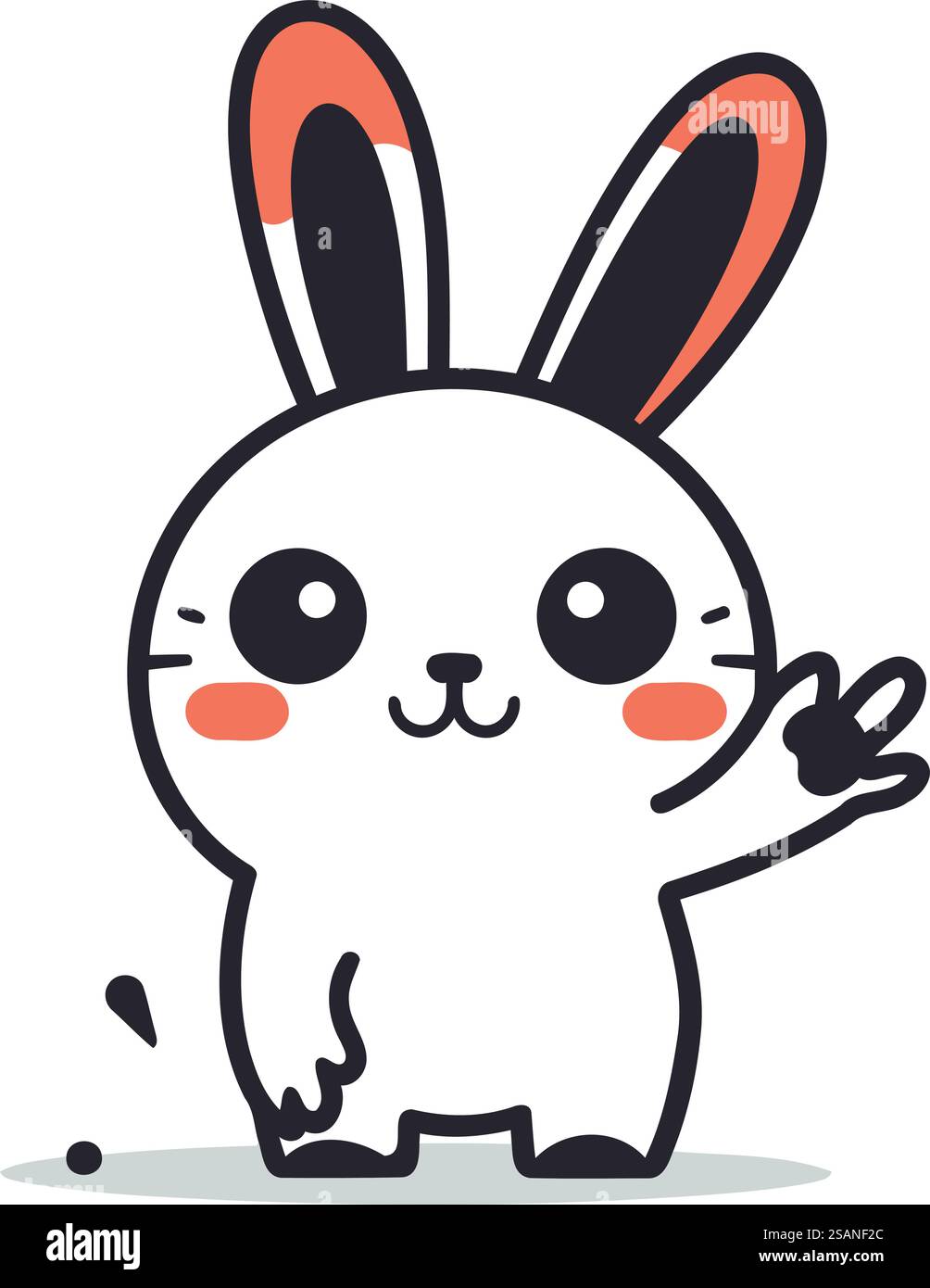 Cute bunny waving hand. Vector illustration. Cute cartoon character ...