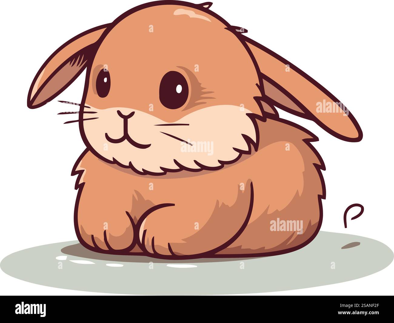 Rabbit sitting on the floor. Cute cartoon vector illustration Stock ...