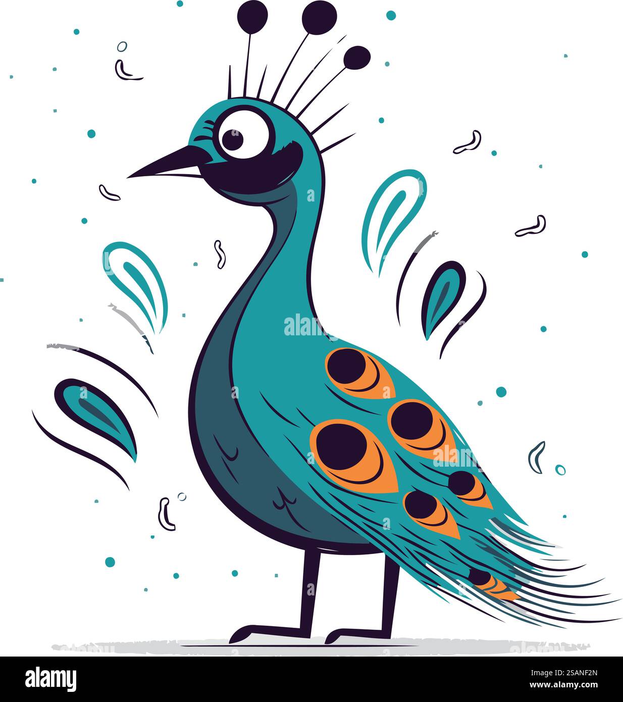 Peacock. Cartoon illustration of a peacock. Vector illustration Stock ...