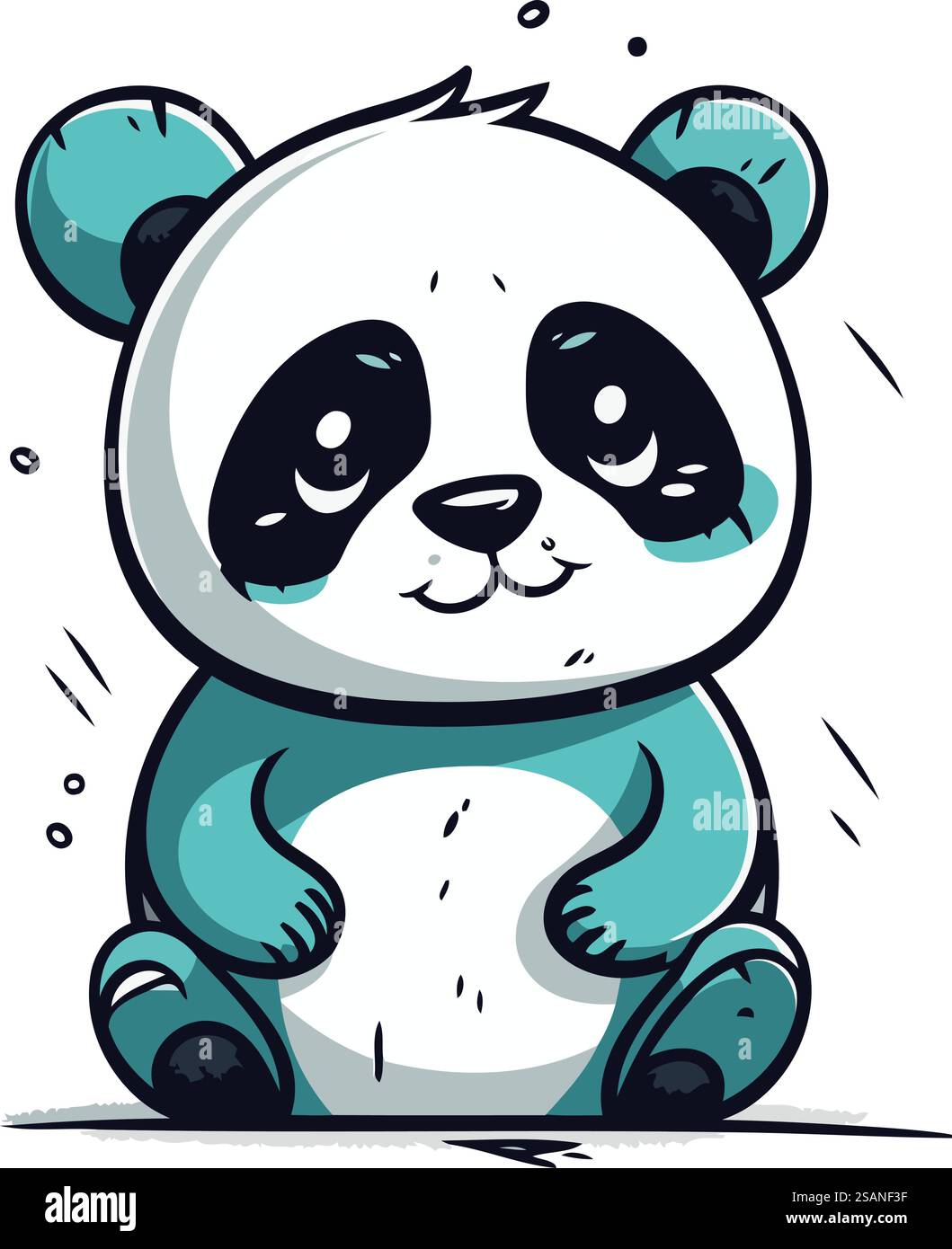 Cute cartoon panda with sad expression. Vector illustration isolated on ...