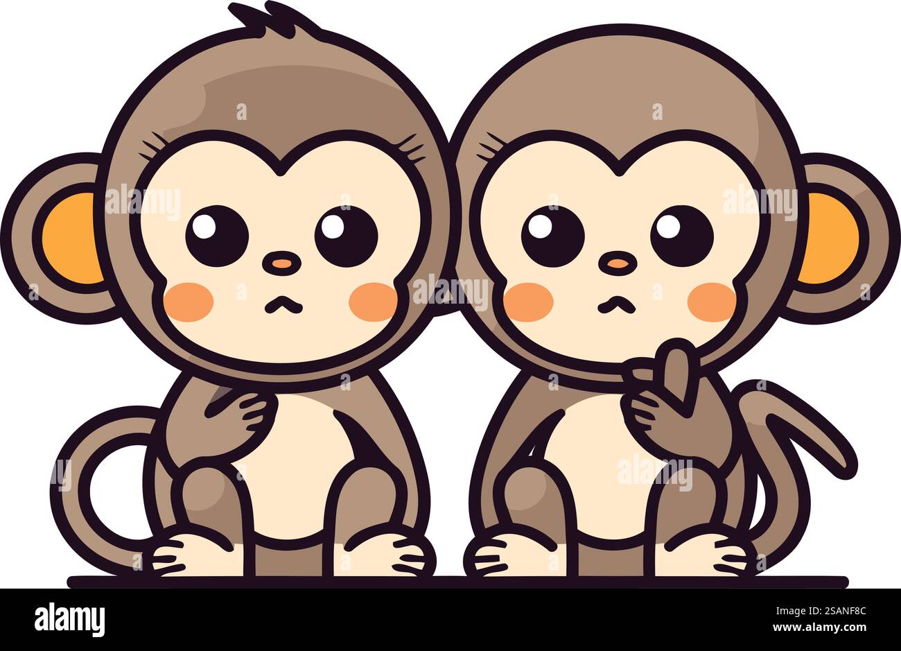 Monkey couple cute animal cartoon vector illustration. Cartoon monkey ...
