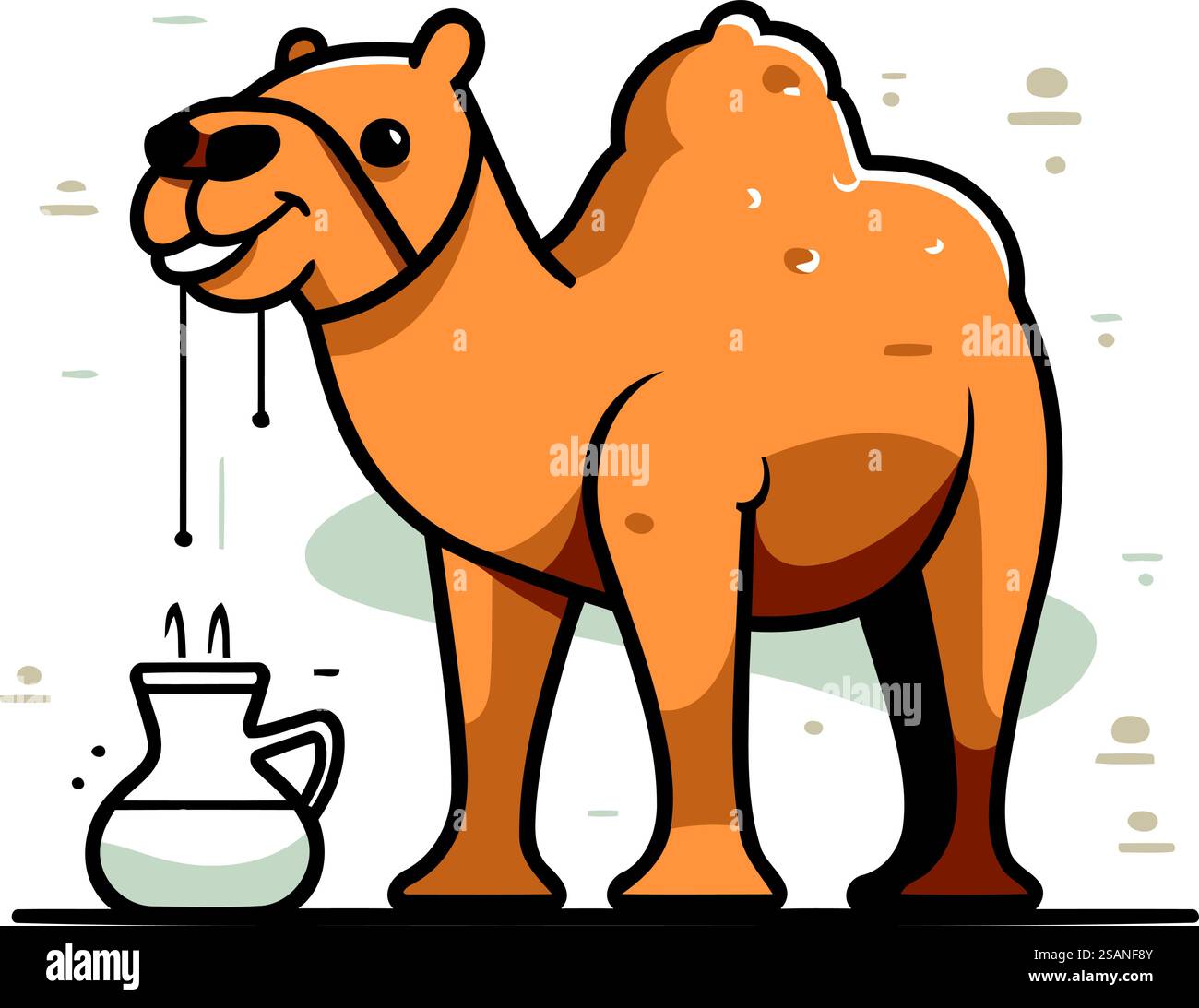 Camel with a jug of milk. Vector illustration in flat style Stock ...