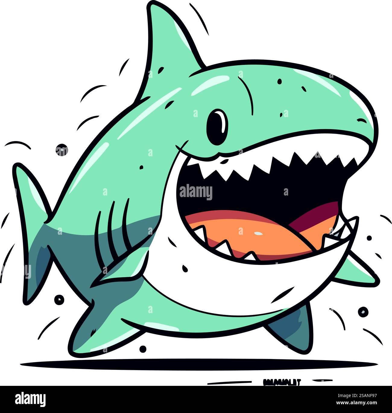 Shark cartoon character. Vector illustration of a funny shark character ...