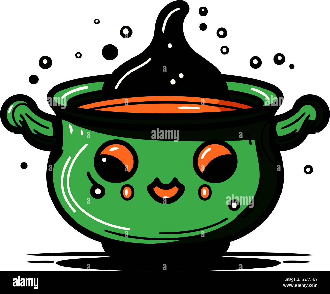Cute kawaii pot of soup. Hand drawn vector illustration Stock Vector ...