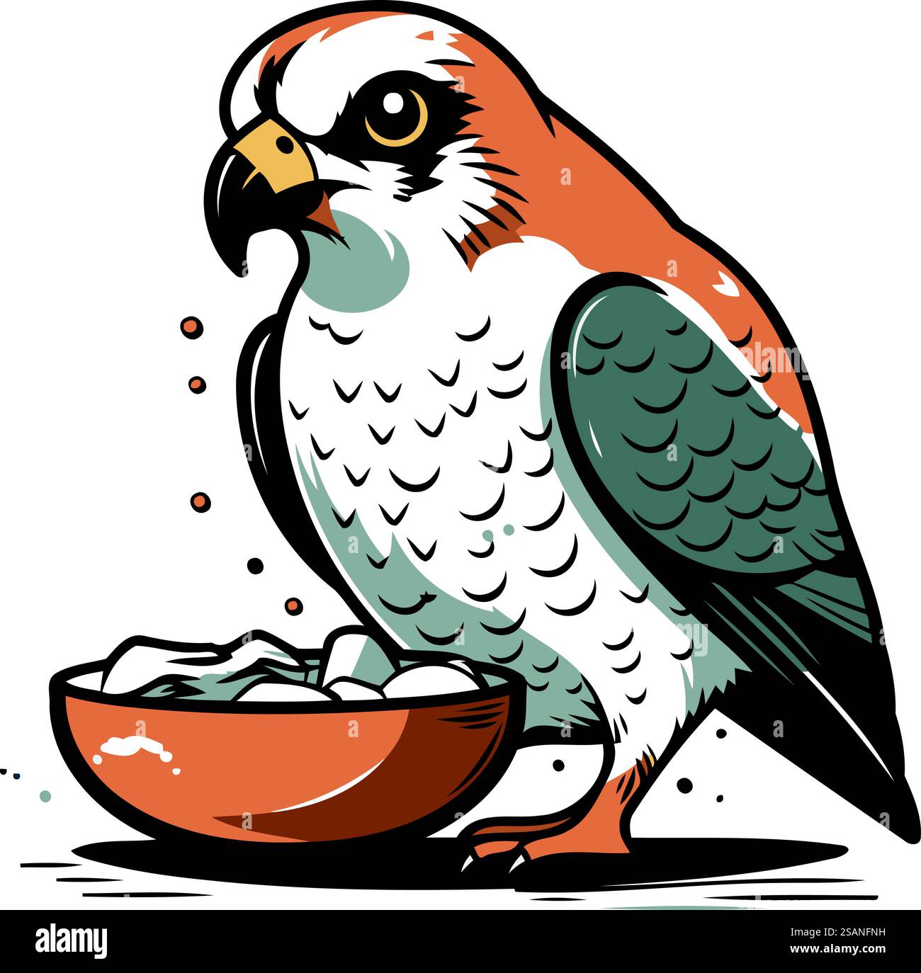 Falcon with bowl of ice isolated on white background. Vector ...
